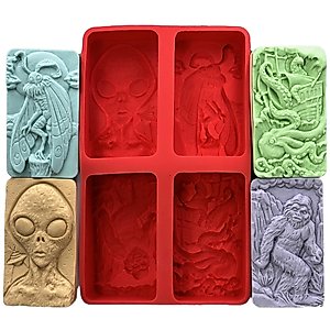 Monsters Silicone Mold for SOAP Making, Candle, Plaster, Resin, Wax Bigfoot, Kraken, Alien, MOTHMEN