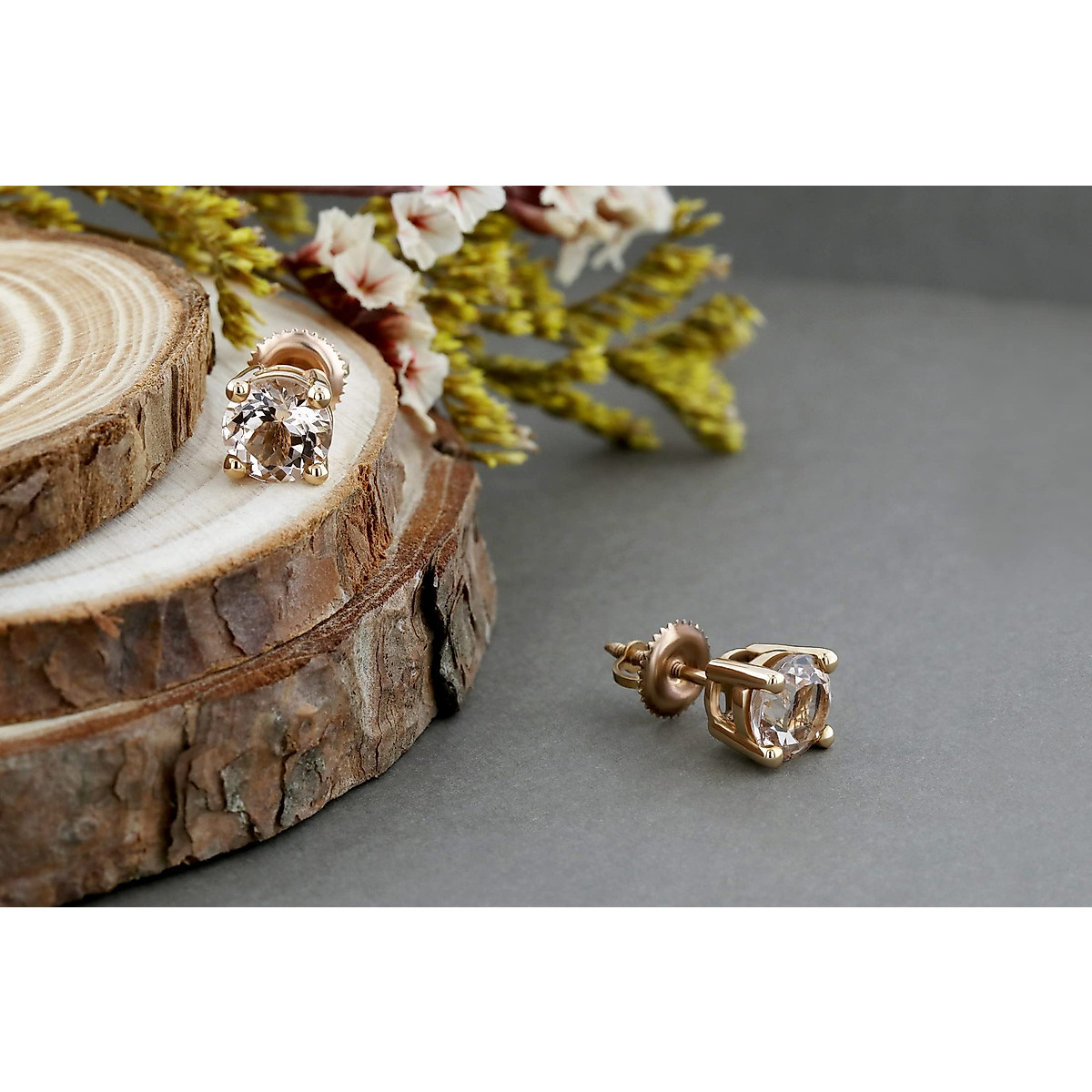Dazzlingrock Collection 5mm Each Round Morganite Solitaire Stud Earrings for Women in 18K Rose Gold in Screw Back