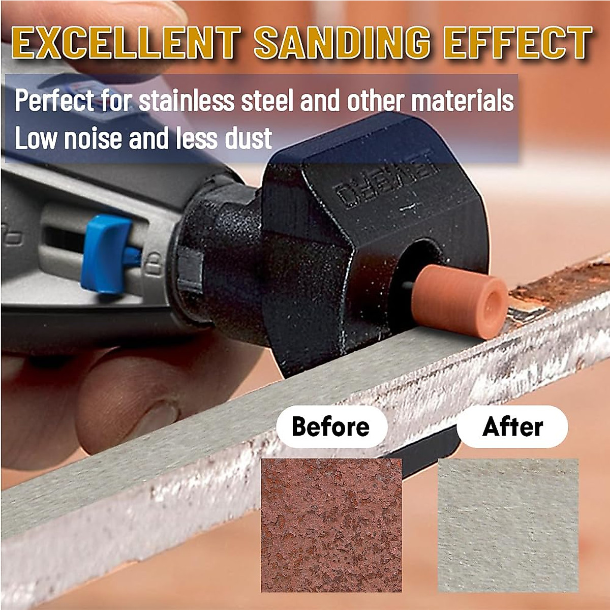 Sanding Bits for Rotary Tool, 42Pcs Different Shape Grinding Stone Sanding Drill Bits with 1/8 inch Shank, Aluminium Oxide for Metal Rust Removal, Deburring, Smoothing, Sharpening