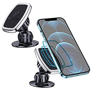 WixGear Universal Stick On Swivel Mount (2 Pack) Dashboard Magnetic Phone Holder for Car, Phone Mount for Car for Cell Phones and Mini Tablets with Fast Swift-snap (New Upgraded Mount)