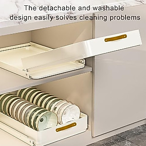 Worparsen Draining Rack Self-adhesive Stripe Great Stickiness Removeable No Drilling Drawer Type Heavy Duty Load Capacity Smooth Rail Easily Pull-out Dish Plate Bowl Drying Organisers S
