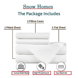 snowhomes 100% Cotton Bedding Set Navy Blue Full Size Sheets-Long Staple Cotton 4-Piece Bed Sheet Set 800-Thread Count, Fits Mattress Upto 15" Deep Pockets, Luxury Bedlinen Set