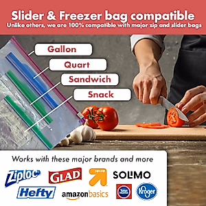 HinterHill Expandable Ziplock Bag Organizer and Kitchen Drawer Organizer, 6-in-1 Plastic Bag Organizer and Foil and Plastic Wrap Organizer with Slide Cutters, Ziplock Organizer with Two Wrap Cutters