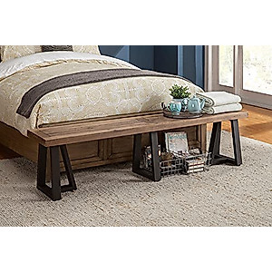 Alpine Furniture Prairie Bench, 75" W x 14" D x 18" H, Reclaimed Natural and Black Finish