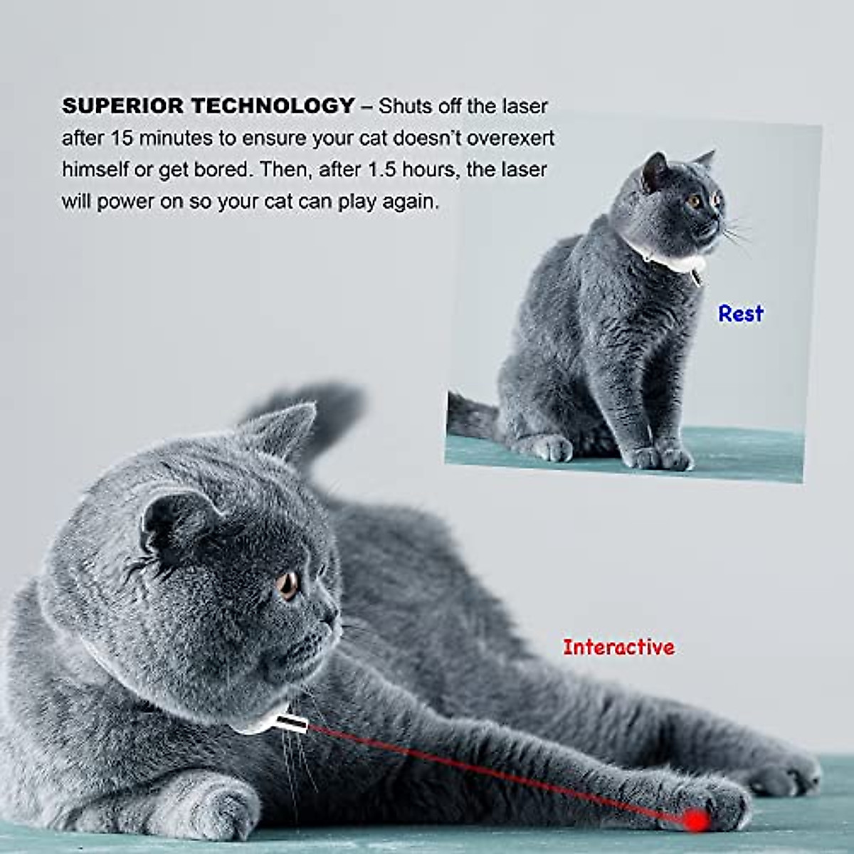 Laser Cat Toy Collar – 2 Adjustable Modes – 15 Minute Standby Shut Off – Rechargeable Micro-USB – Fits Cats and Kittens 200mm to 310mm Neck by Redeye Goods (LM2201)