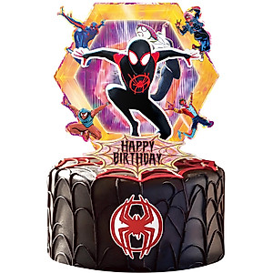 Valentina Buck 4 Pcs Spider Cake Topper Set, Hero Cake Decorations, Man Theme Birthday, Party Supplies for Parallel Universe Theme