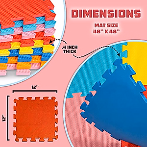 ToyVelt Foam Play Mat for Baby Kids Interlocking Foam Puzzle Floor Mats – EVA Non Toxic for Crawling, Exercise, Playroom, Play Area, Baby Nursery - 16 Tiles, Solid Colors
