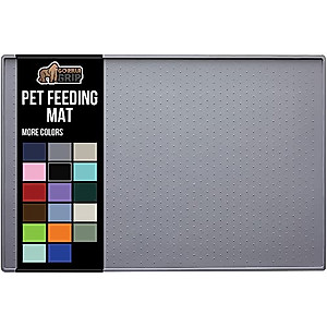 Gorilla Grip Silicone Pet Feeding Mat, Dog and Cat Food Mats Contain Spills, Protects Floors, Waterproof Placemats for Dogs and Cats Water Bowl, Raised Edges, Pet Accessories, 18.5x11.5, Gray