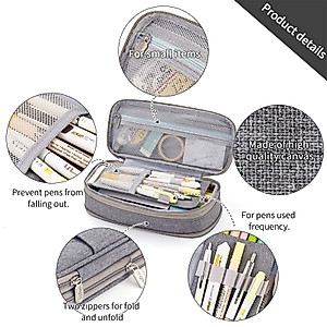 EASTHILL Big Capacity Pencil Pen Case Office College School Large Storage High Capacity Bag Pouch Holder Box Organizer (Gray)