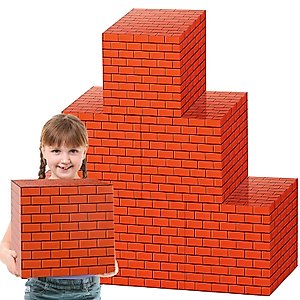 6 Pcs Brick Block Boxes 11.8 Inch, Halloween Trunk or Treat Decorations, Party Favor Box, Mystery Boxes, Props Boxes for Game Party Decorations Birthday Party Supplies