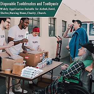 Xuezoioy Disposable Toothbrushes with Toothpaste,100 Pack Individually Wrapped Disposable Travel Toothbrushes Kit in Bulk for Homeless,Nursing Home,Hotel,Charity (Apricot+Green)