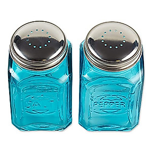RSVP International Retro Glass Salt & Pepper Shaker | Stainless Steel Lids |, 8 oz, Turquoise