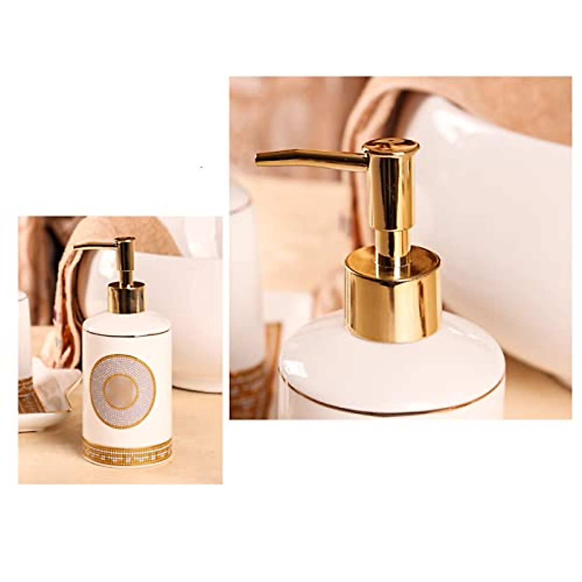 HNSYYUEYOU Ceramic Wash Set Bathroom Toothbrush Holder Mouthwash Cup Soap Dispenser Soap Dish Tray Bathroom Six-Piece Set (Size : X-Small)