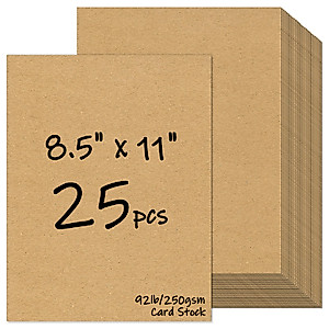 25 Sheets Brown Cardstock 8.5 x 11, 92lb/250gsm Kraft Card Stock Paper, Heavy Cardstock Printer Paper for Invitations, Scrapbooking, Crafts, Diy Cards, Decoration