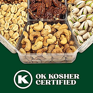 Assorted Nuts - Gourmet Nuts Gift Basket - Easter Gift Basket - 7 Sectional Platter With a Variety of Freshly Roasted Nuts - Beautifully Packaged Gift for Birthday, Sympathy, Mother’s Day Nuts. (7 Sectional, Green Box)