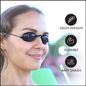 Super Sunnies UV Eye Protection, FDA Compliant Individual Tanning Bed Goggles Eyeshields, Glasses, With a Clear Case/Box (Black)