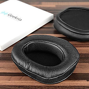 Geekria QuickFit Protein Leather Replacement Ear Pads for DENON AH-D600, AH-D7100, Headphones Earpads, Headset Ear Cushion Repair Parts (Black)