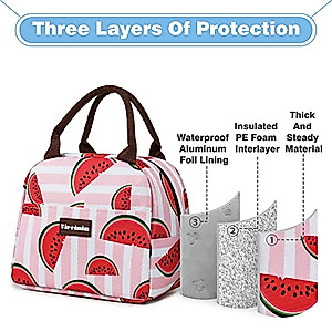 Tirrinia Lunch Bags for Women Men, Cute Insulated Lunch Tote Bag for Women, Fashionable Lunch Box for Adult, Reusable Large Cooler Lunch Bag for Working/Picnic - Pink Melon