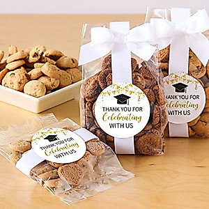 2" Gold Graduation Thank You Stickers, 50 Congrats Grad Party Round Favor Sticker Labels.
