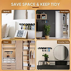 ONULISS Sunglass Organizer Wall, Beechwood Hanging Sunglasses Organizer Storage, Sunglass Holder for Wall, Sunglasses Holder Eyeglass Holder Stand, Sun Glasses Organizer Display Rack, 7 Slots (Black)