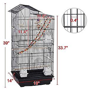Topeakmart Large Flight Parakeet Cage for 3 Birds