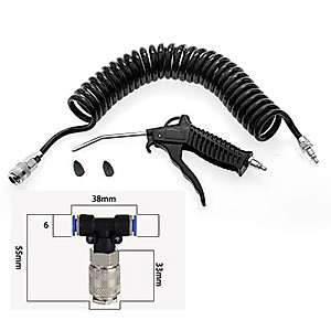 Sunxenze Air Duster Blow Gun with 5 Meter Long Coil PU Air Hose,Air Tank Blow Gun Kit,Black