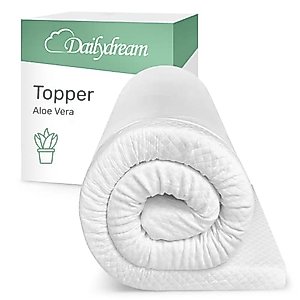 Dailydream viscoelastic Mattress Topper with Memory Foam, Edition Aloe Vera (Queen, Model L - 220 up to 264 lbs)