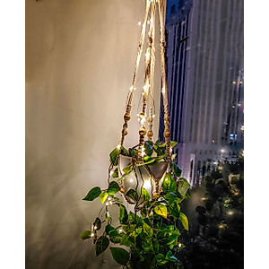 Fake Hanging Plants with Lights Artificial Plants for Home Decor Macrame Plant Hanger with Fake Vines Faux Hanging Planter for Wall Ceiling Bedroom Bathroom Kitchen Office Boho Decor Indoor