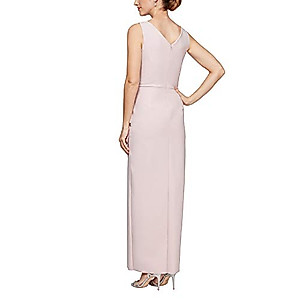 Alex Evenings Women's Slimming Long Side Ruched Dress with Cascade Ruffle Skirt, Blush, 12