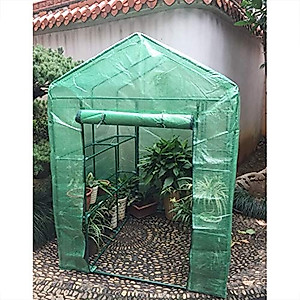Hakeeta 4-Tier Mini Greenhouse, Plastic Portable Garden Greenhouses, Walk-in Warm Green House Replacement PVC Cover Kit for Indoor Outdoor. (Frame Not Included)(14373195cm)