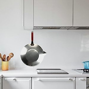 BinaryABC Tanghulu Sugar Pan,Sugar Dipping Pan,Chocolate Snacks Candy Melt Pot,Pre Seasoned Wok Cheese Melting Pots,Milk Cast Iron Grilling Wok(Stainless Steel)