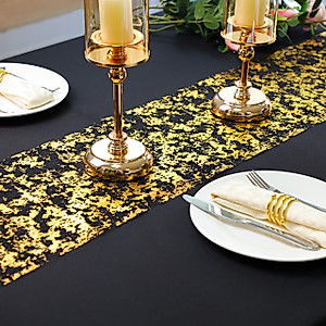 Snowkingdom Black and Gold Table Runner 49 Feet 588 inches Golden Metallic Table Centerpieces Foil Runners Party Decorations Glitter for Wedding Birthday Shower Christmas Thanksgiving Anniversary