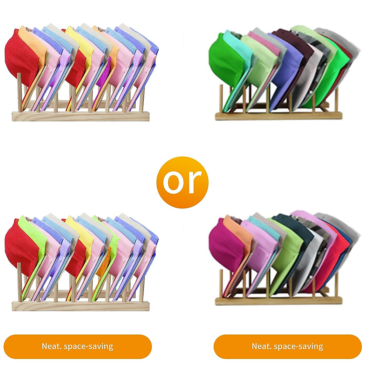 ENROSLU Hat Organizer for Baseball Caps Set of 2 | Hat Holder for up to Baseball Caps | Tabletop Hat Rack Stand Hat Storage Display Baseball Cap Organizer for Desk Closet Shelf Dresser(patents)