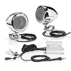 Planet Audio PMC2C Motorcycle Speaker System - Bluetooth, Weatherproof Speakers Amplifier, 2 3 Inch Speakers, 1 2 Channel Amplifier, 1 Volume Control, Use With ATV Motorcycle 12 Volt Vehicles