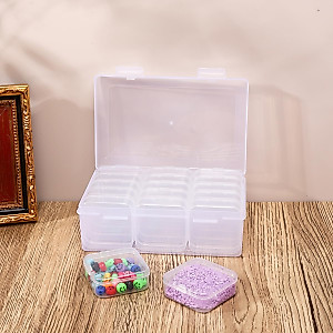 doovide Bead Organizer Box, 15Pcs Small Bead Organizers and Storage Plastic Cases Mini Clear Bead Storage Containers Boxes with Hinged Lid and Rectangle for Bracelet Making DIY Jewelry Craft Nai