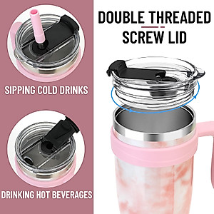 Zukro 50 oz Tumbler With Handle and Straw, Large Leak Proof Vacuum Insulated Double Wall Stainless Steel Cup with 2-in-1 Screw Lid, No Sweat, Travel Mug Fit in Cup Holder, Keeps Drinks Cold 30 Hours