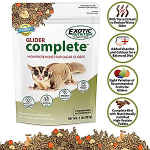 Sugar Glider Complete Food Starter Package - Nutritionally Complete Pellet Diet & High Protein Supplemental Food for Sugar Gliders… (2 Piece Set)