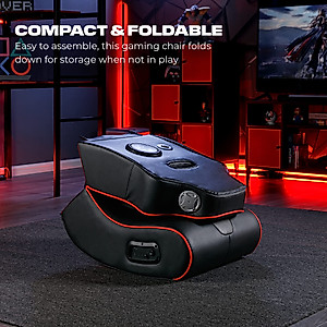 X Rocker Surge Video Gaming Floor Chair with Built-In Wireless Bluetooth Audio, Foldable, Padded Backrest, Faux Leather, 275 lbs Max, Black and Red