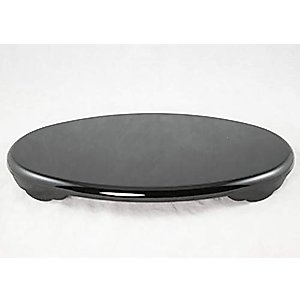 10.5" Oval Japanese Lacquer Stand Base for Vase, Statue, Ikebana, Bonsai - Black