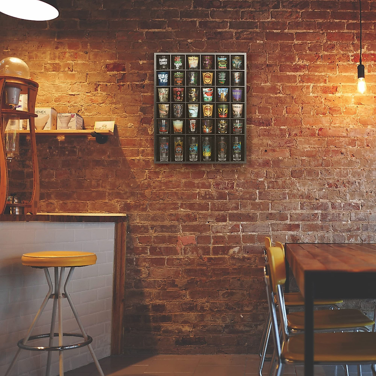 Black Shot Glass Display Case 36 Slots Minifigures Thimble Collection Display Rack Freestanding - No Door (with 1 Row for Tall Shooters)