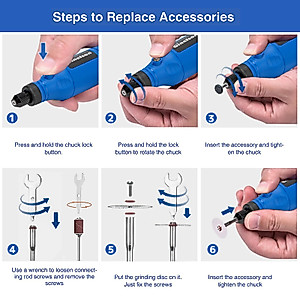 GINELSON Cordless Rotary Tool, 2000 mAh Battery Pack, 5-Speed and USB-C Charging Rotary Tool Kit with 64 Accessories, Multi-Purpose 3.7V Power Rotary Tool for Sanding, Polishing, Engraving, DIY Crafts