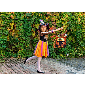 Halloween Basket Trick or Treat Bag Cute Candy Tote Buckets Reusable Canvas Best Organizer Party Gifts for Kids