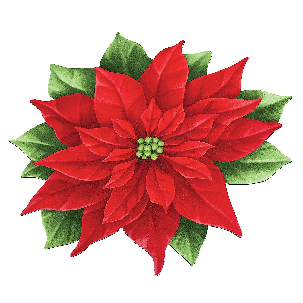 Collections Etc Festive Holiday Poinsettia-Shaped Flower Cut Out Mat