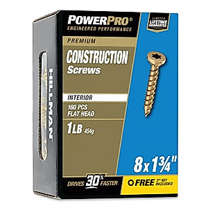 Power Pro Premium Interior Construction Screws (#8 x 1-3/4") - 1lb Box