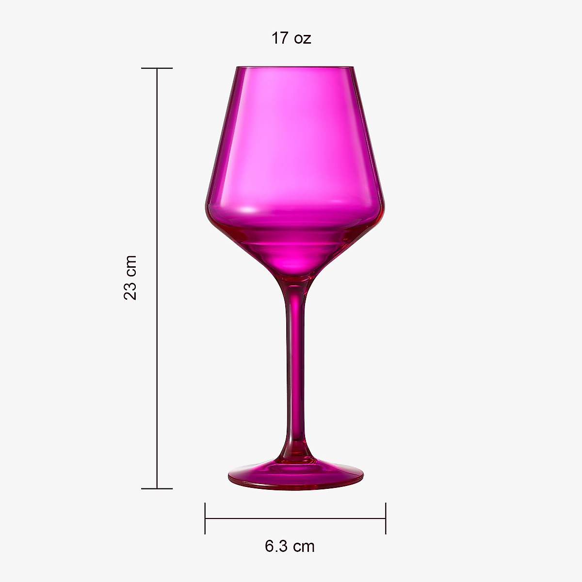 Unbreakable Hot Pink Wine Glasses | Set of 2 | Tritan Drinkware, Unbreakable Colored Magenta & Blush Pink Classic, Large Barware Glasses Shatterproof BPA-free plastic Red & White 15oz