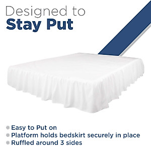 Martex Full Ruffle Bed Skirt | Easy Fit Bed Skirts | Microfiber Bed Skirt | 15 Inch Drop | Hotel Quality Bedskirt | White