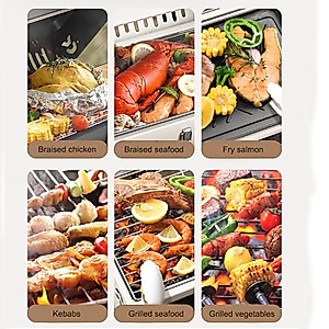 grilling and Frying 2-in-1 double-sided outdoor Charcoal grill ， portable bbq grill with lid ，camping grill，mini grill，table top charcoal grills (white no Frying pan)