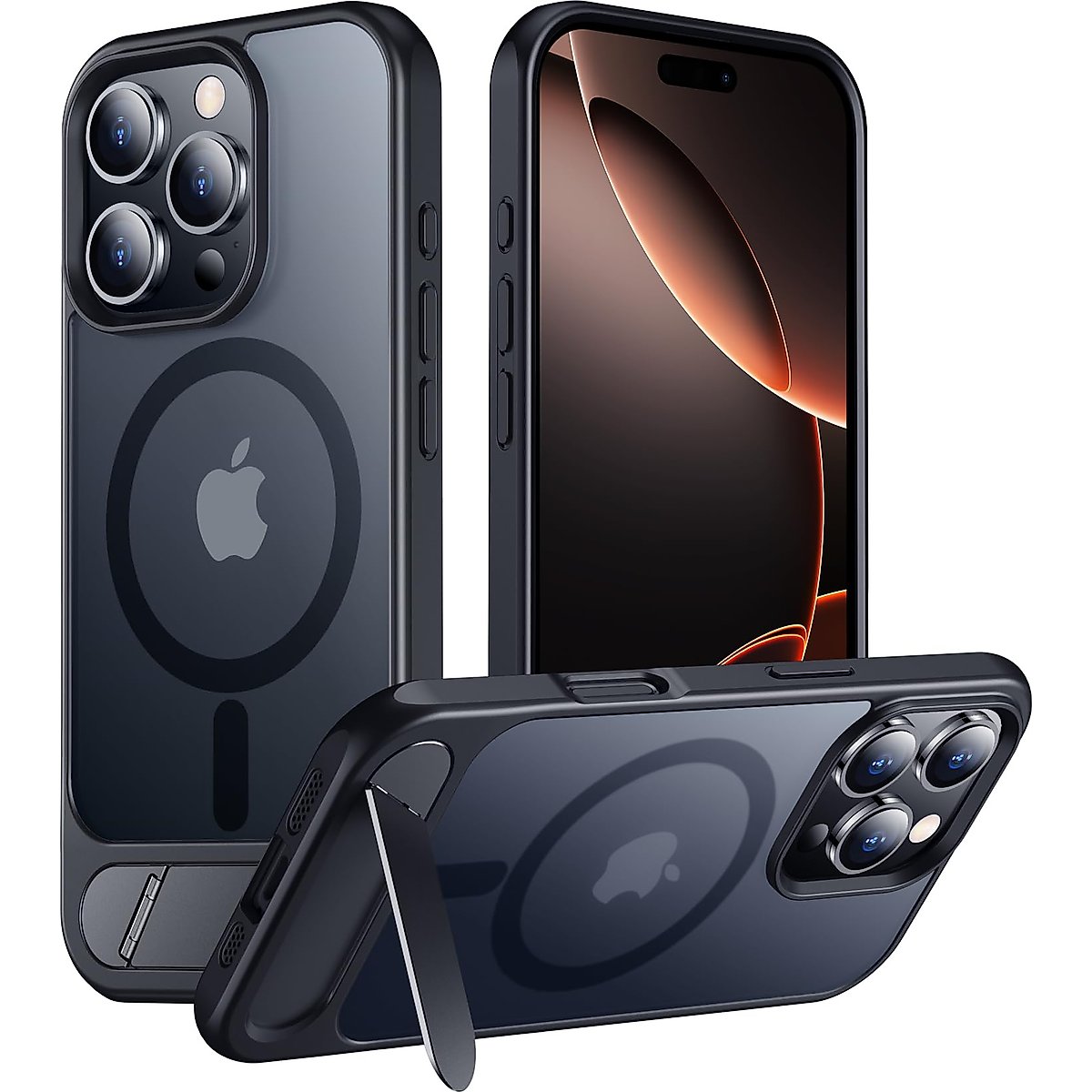 Temdan Magnetic Compatible with iPhone 16 Pro Max Case, [Built-in Invisible Kickstand][Compatible with MagSafe] [Military Grade Shockproof] Slim Translucent Matte Phone Case for iPhone 16 Pro Max 6.9"
