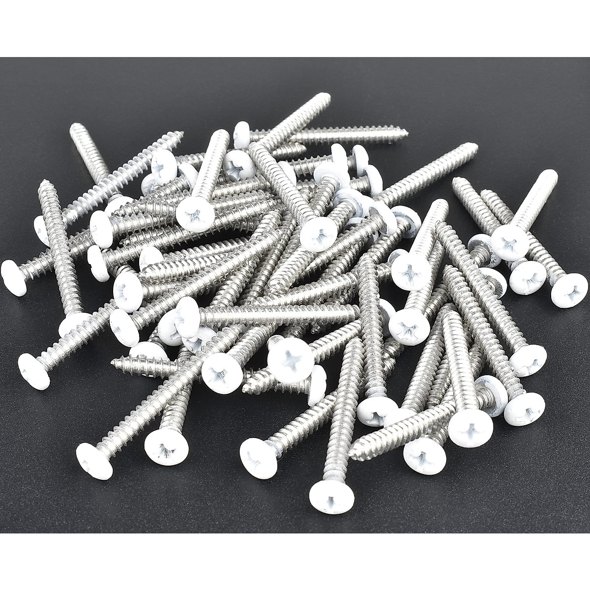 60 pcs # 8 X 1 1/2" White Screws White pan Head Machine Screws White rv Screws Twinfast Thread Cargo RV Zinc Plated Corrosion Resistance #2 Phillips Bit with Screw Bit