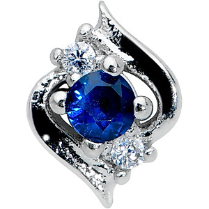 Body Candy 16G Womens Stainless Steel Clear Blue Accent Swirl Cartilage Earring Helix Tragus Jewelry 1/4"